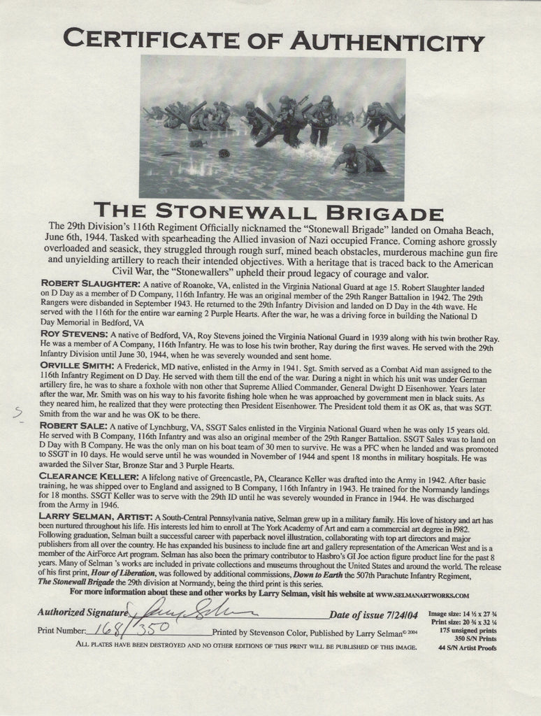 Original Signed Limited Edition Print: Framed “The Stonewall Brigade ...