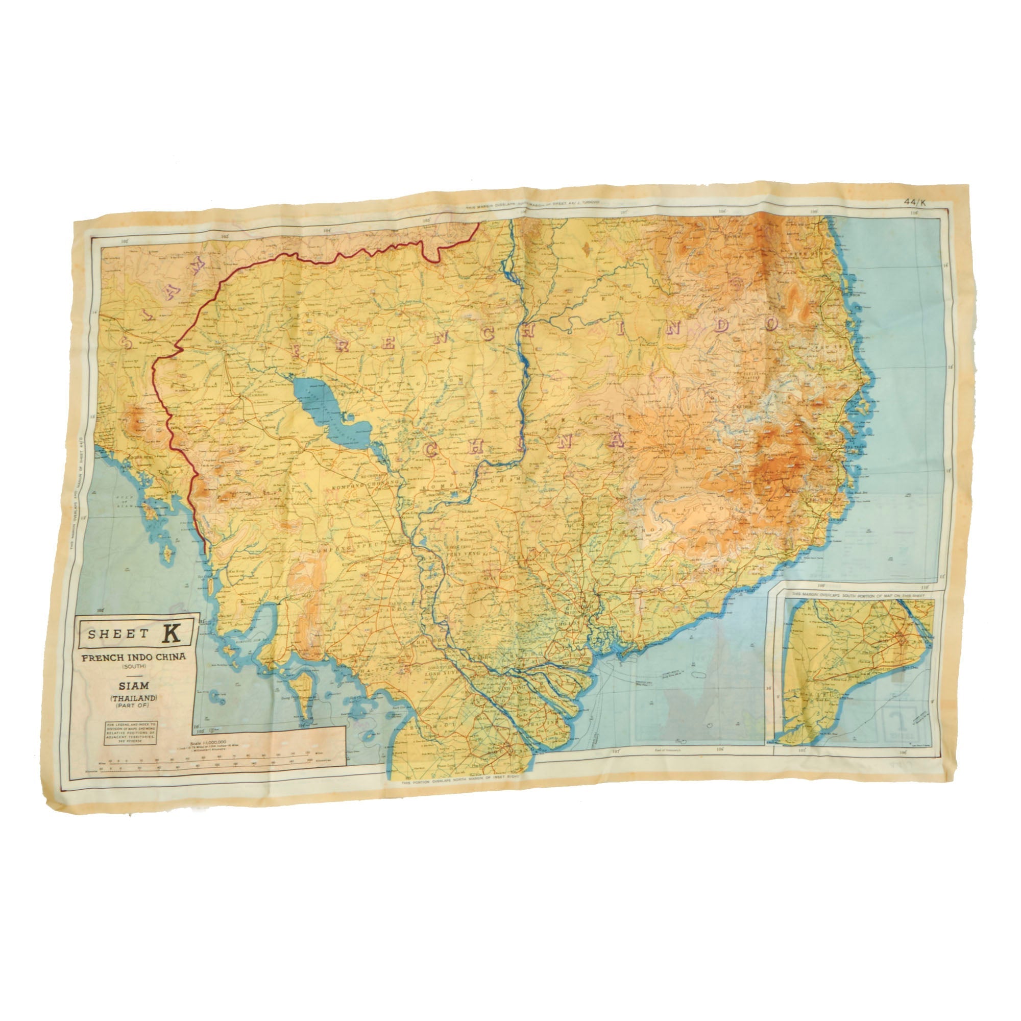 Original British WWII Set of 2 Royal Air Force Silk Evasion Maps of So ...