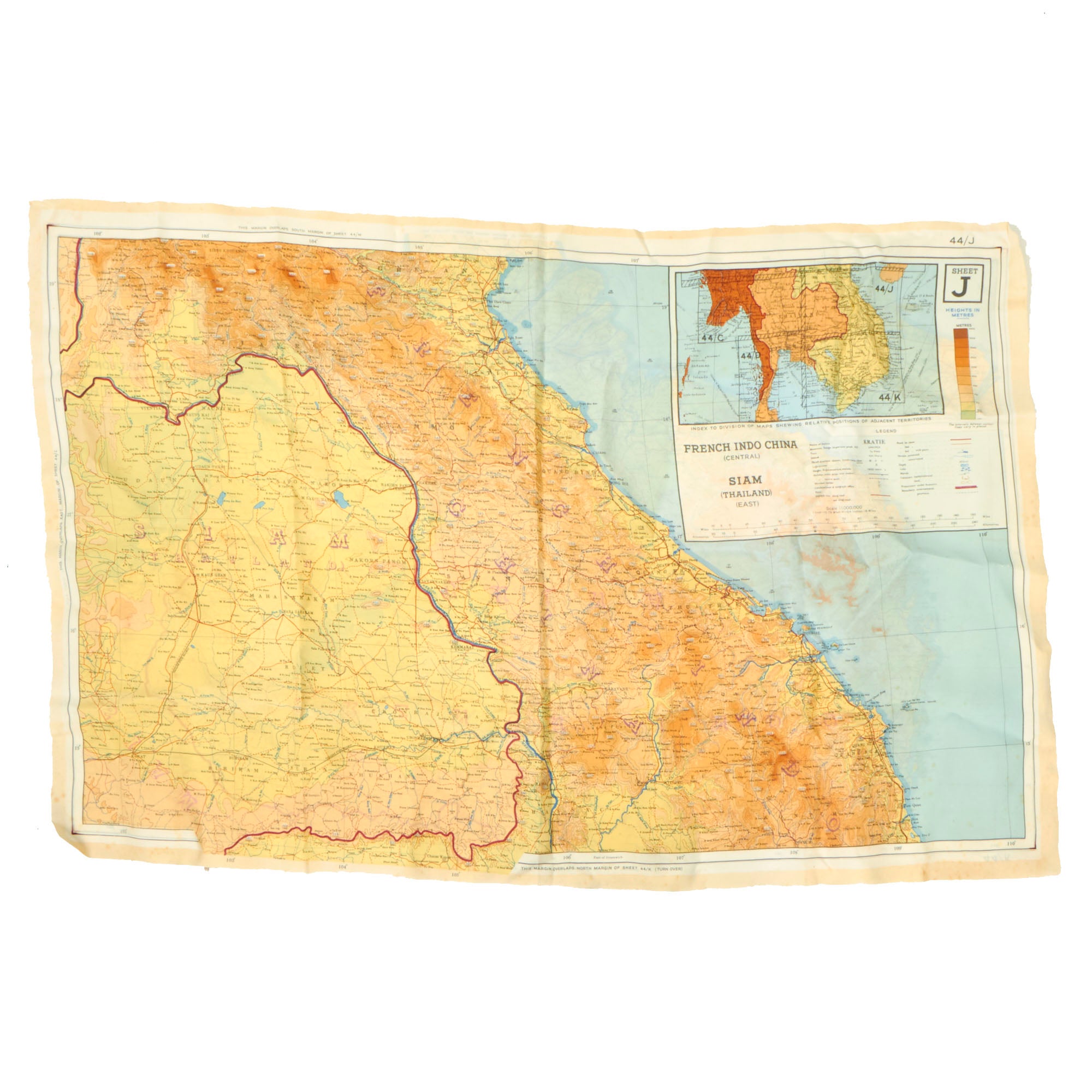 Original British WWII Set of 2 Royal Air Force Silk Evasion Maps of So ...