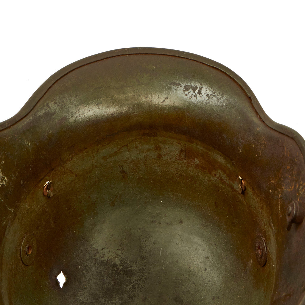 Original German WWI M16 Helmet with Original Camouflage Paint and Liner ...