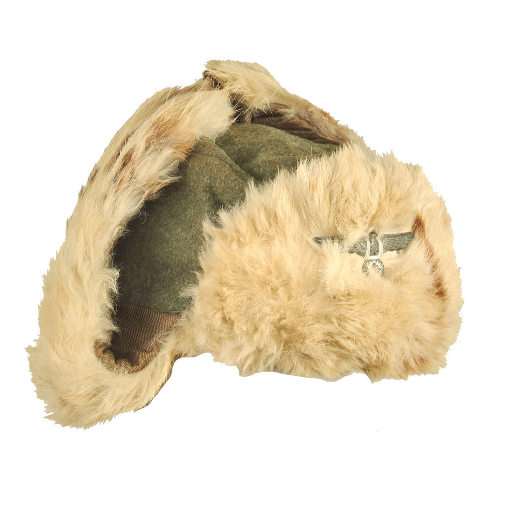 Original German WWII 1943 Dated Eastern Front White Rabbit Fur Pelzmüt ...