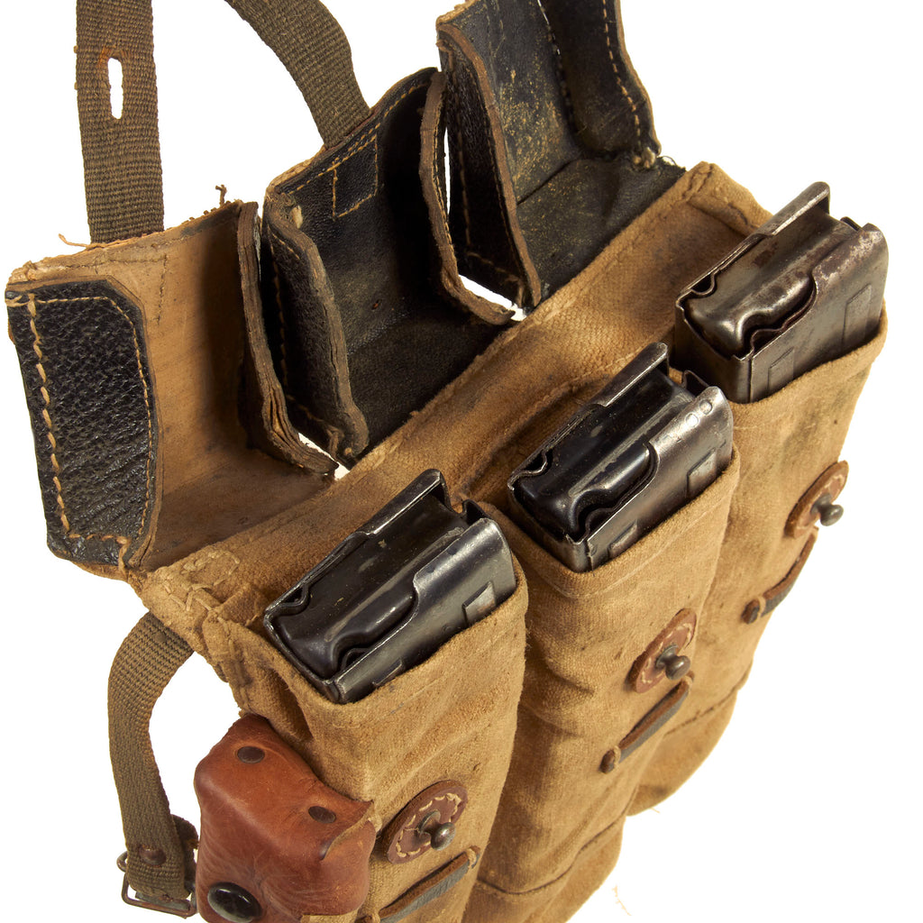 Original Rare German WWII Canvas MP 44 Triple Magazine Pouch with Preß ...