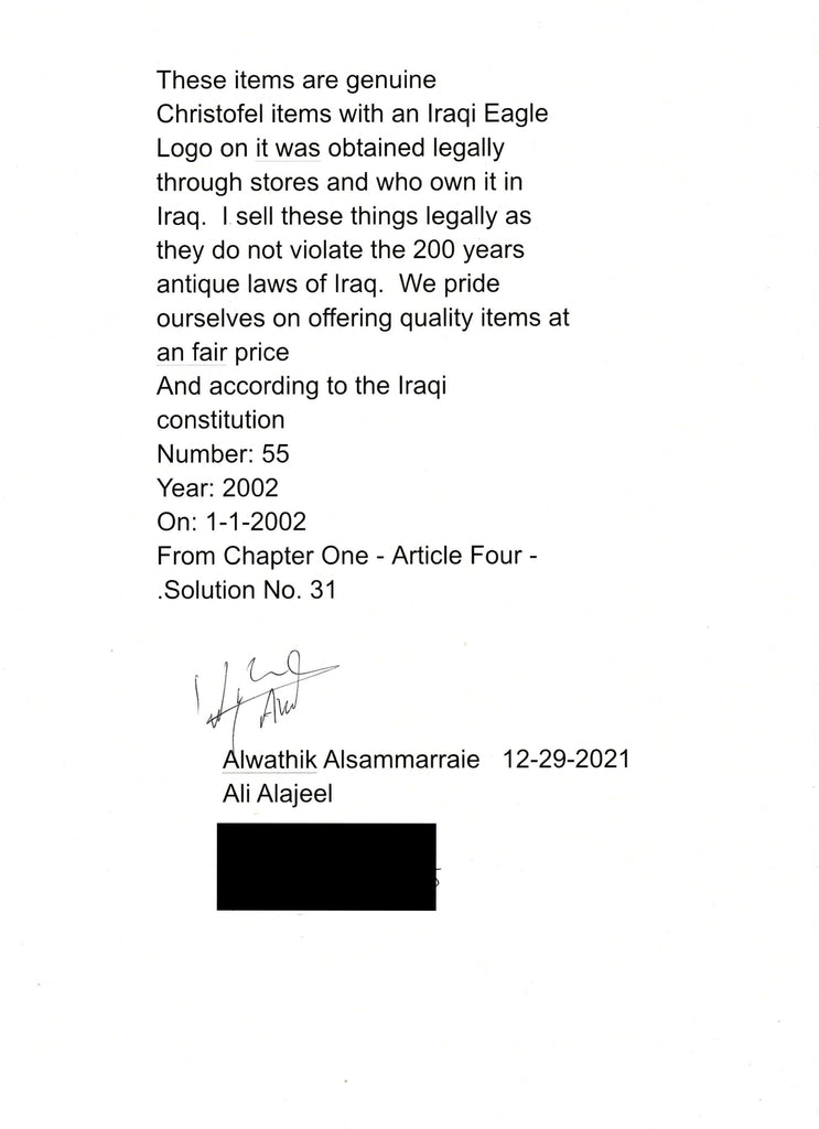 Original Iraq War Saddam Hussein Silver Plated Oval Pattern Dessert Fo ...