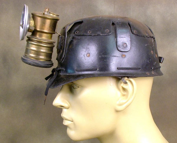 British Leather & Brass Miner's Helmet: WW1 (Dated 1916 ...