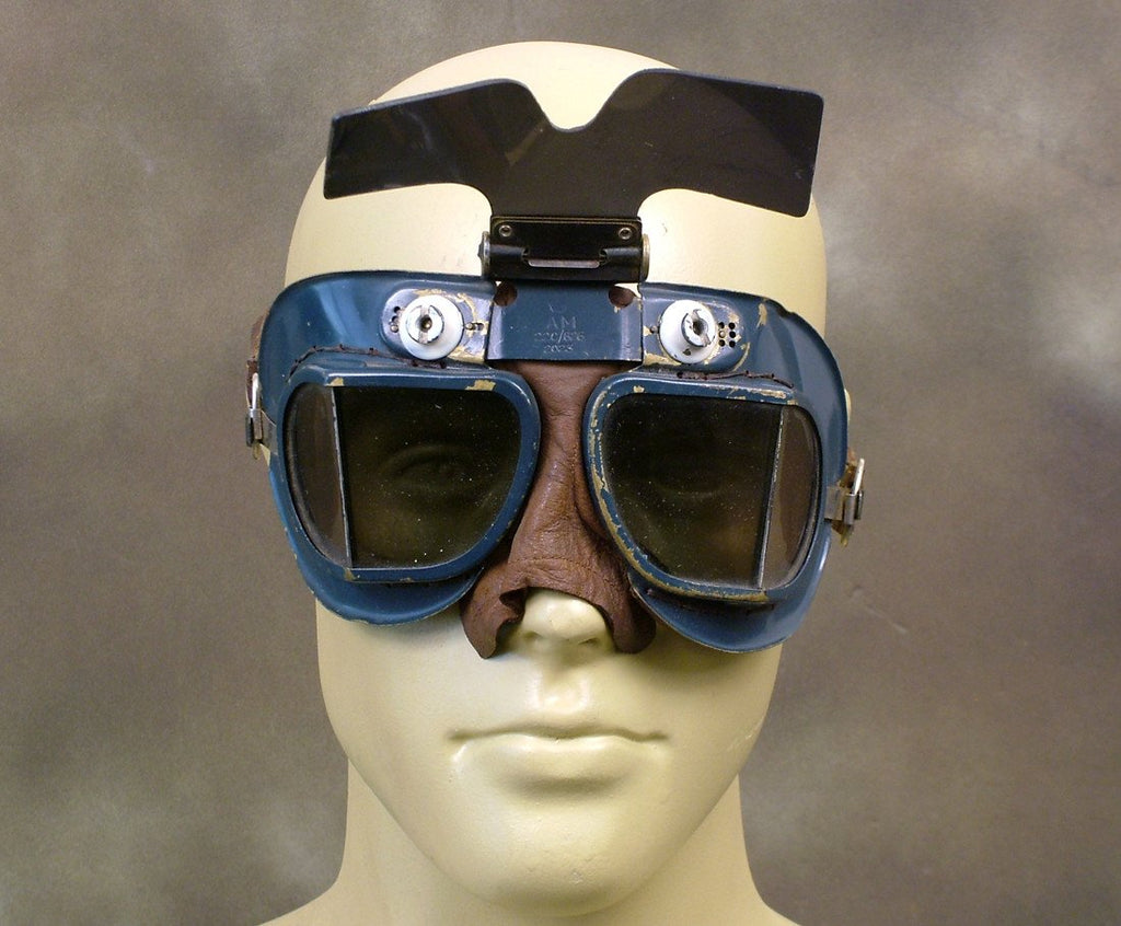 British WW2 RAF Spitfire Fighter Pilot Goggles: Flip Sun Shield (One ...