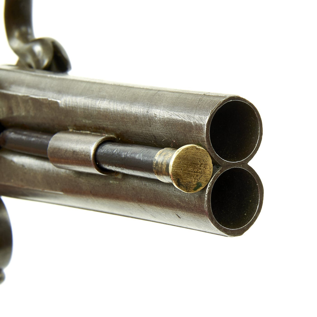 Original Italian Double Barrel Over Under Percussion Overcoat Pistol b ...