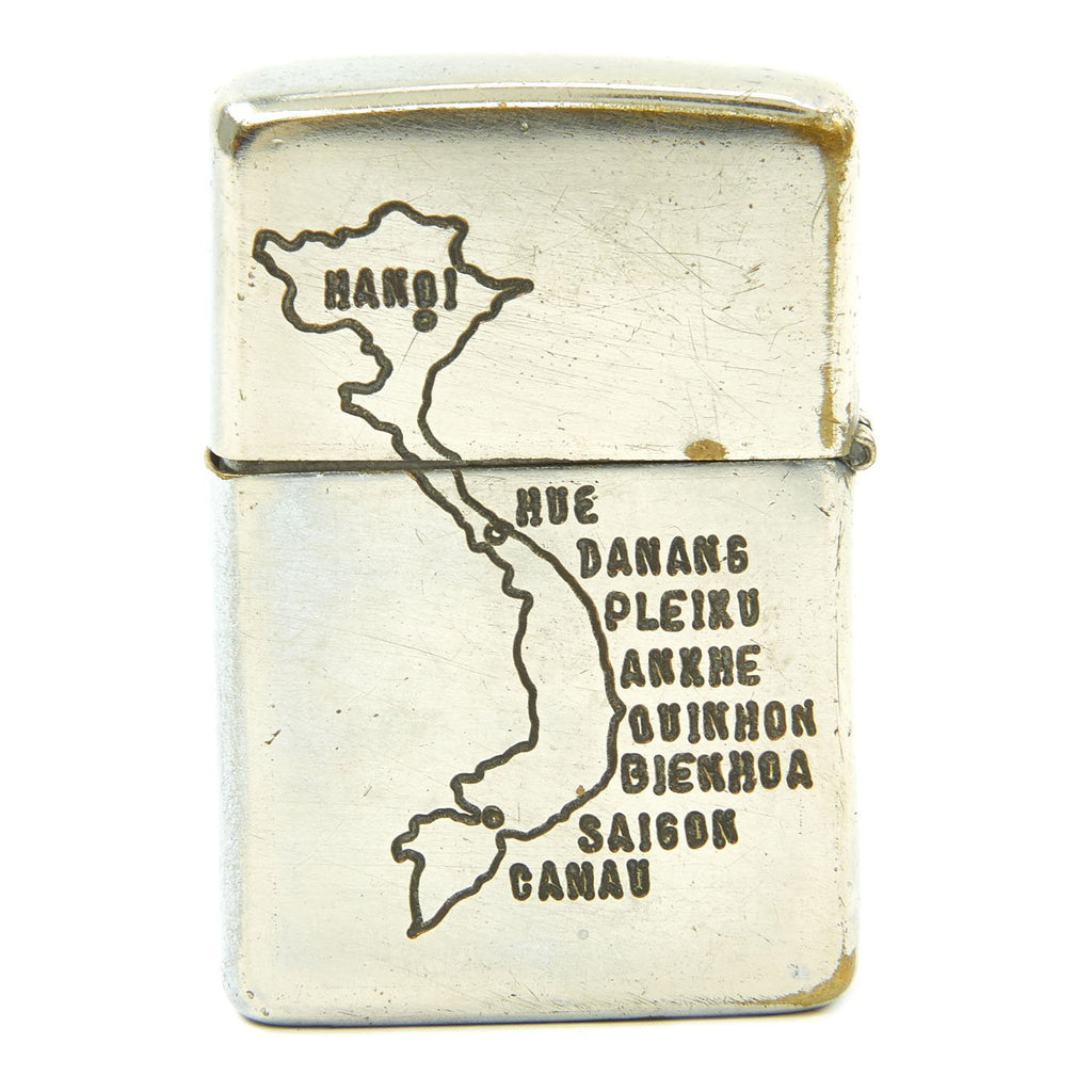 Original U.S. Vietnam War Zippo Lighter Engraved with Map of Vietnam a ...