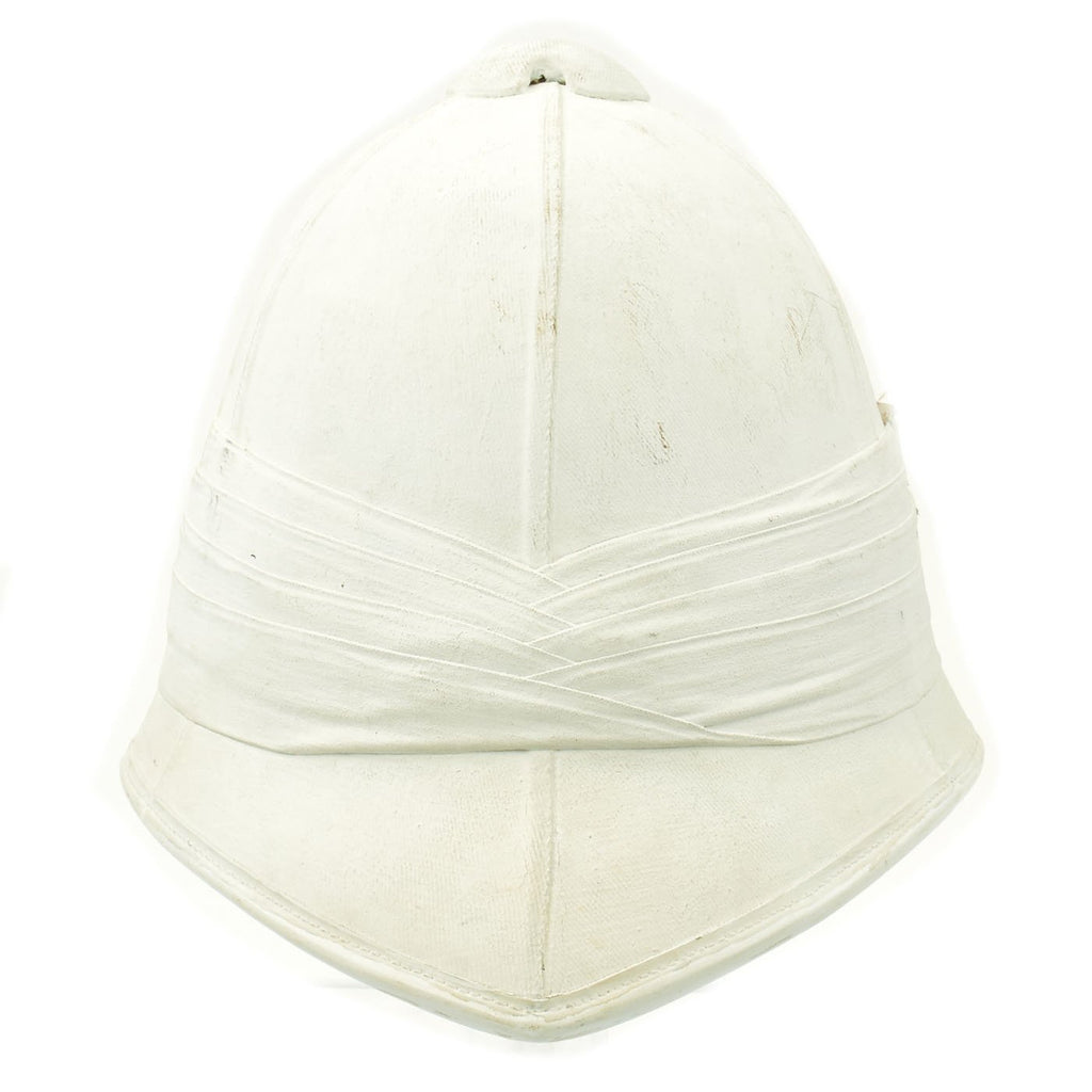 Original British Colonial Pattern White Sun Pith Helmet with Framed Ca ...