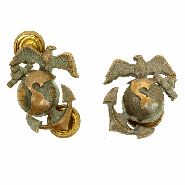 Original U.S. WWII USMC Officer "Droop Wing" EGA Collar Emblem Set by ...