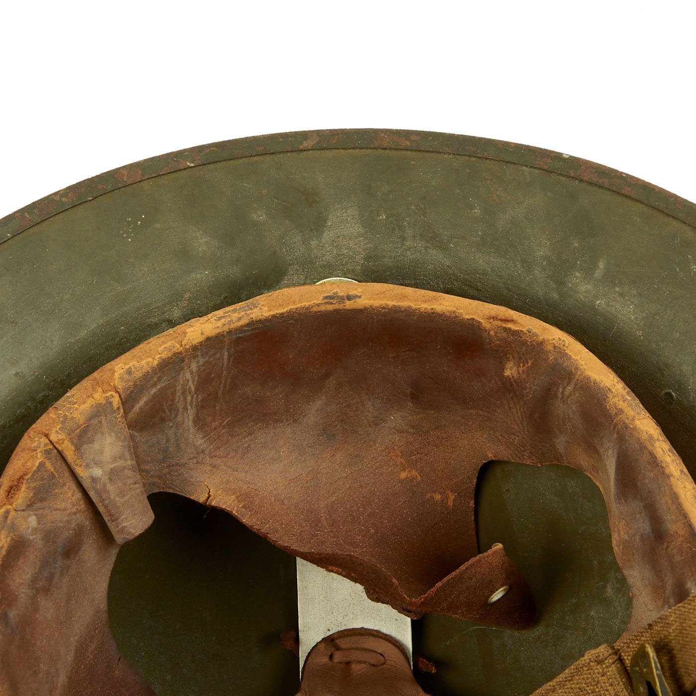 Original U.S. WWII M1917A1 Kelly Helmet with Textured Paint & Chinstra ...