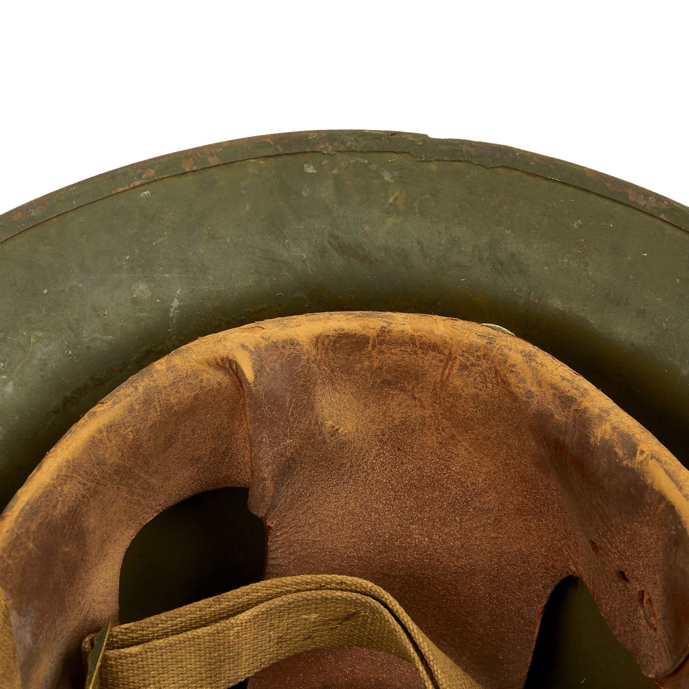 Original U.S. WWII M1917A1 Kelly Helmet with Textured Paint & Chinstra ...