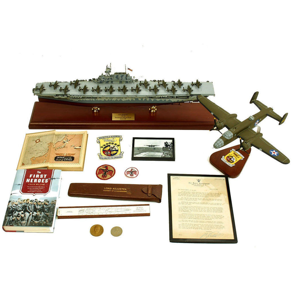 U.S. WWII Doolittle Tokoyo Raid CV-8 USS Hornett Model Ship with Signed ...