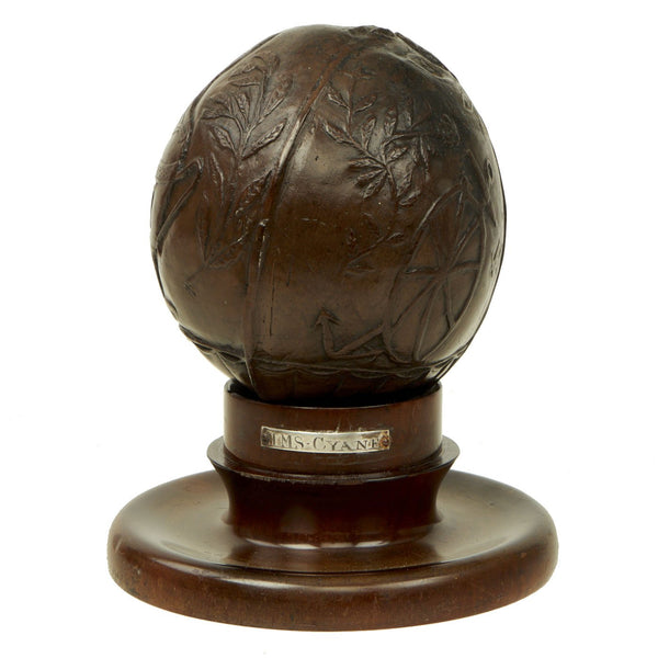 Original British War of 1812 Royal Navy “Bugbear’ Carved Coconut with ...