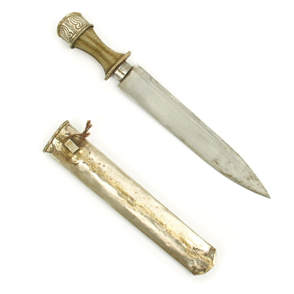 Original Bhutanese Silver Mounted Dagger with Silver Covered Scabbard ...