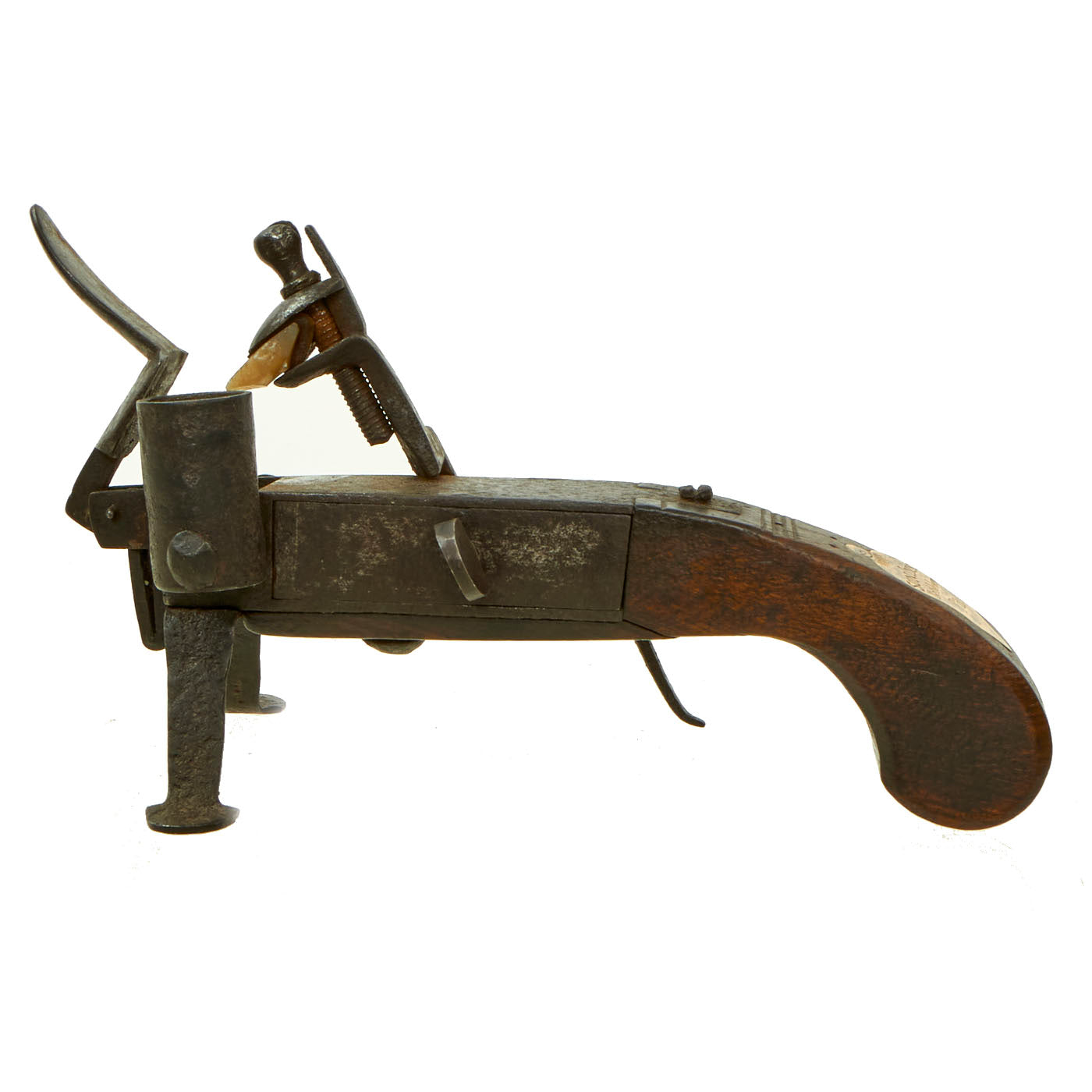 Original Early American Iron Flintlock Tinder Lighter with Plaque Engr ...