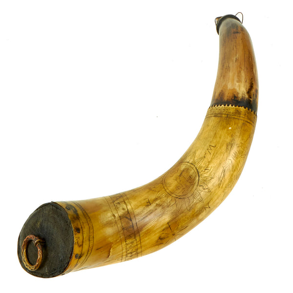 Original U.S. Colonial Era Powder Horn dated 1759 Showing Many Engrave ...