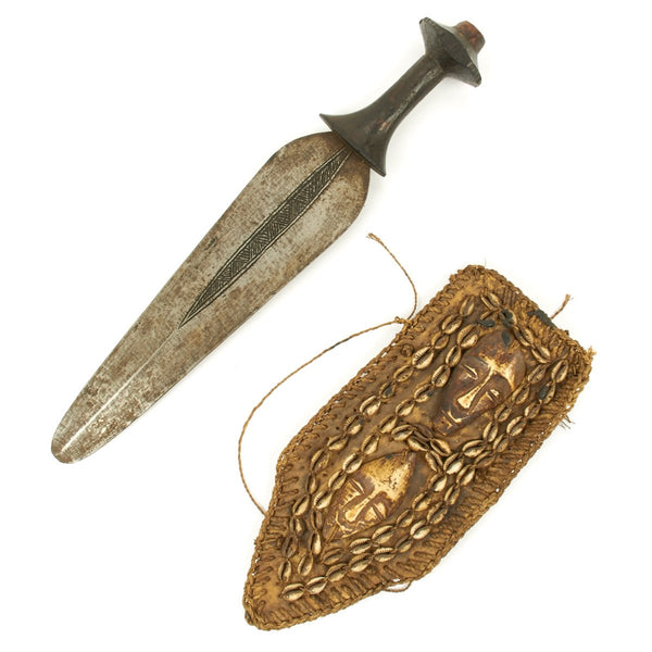 Original African Spatula-shaped Dagger with Heavily Decorated Scabbard ...