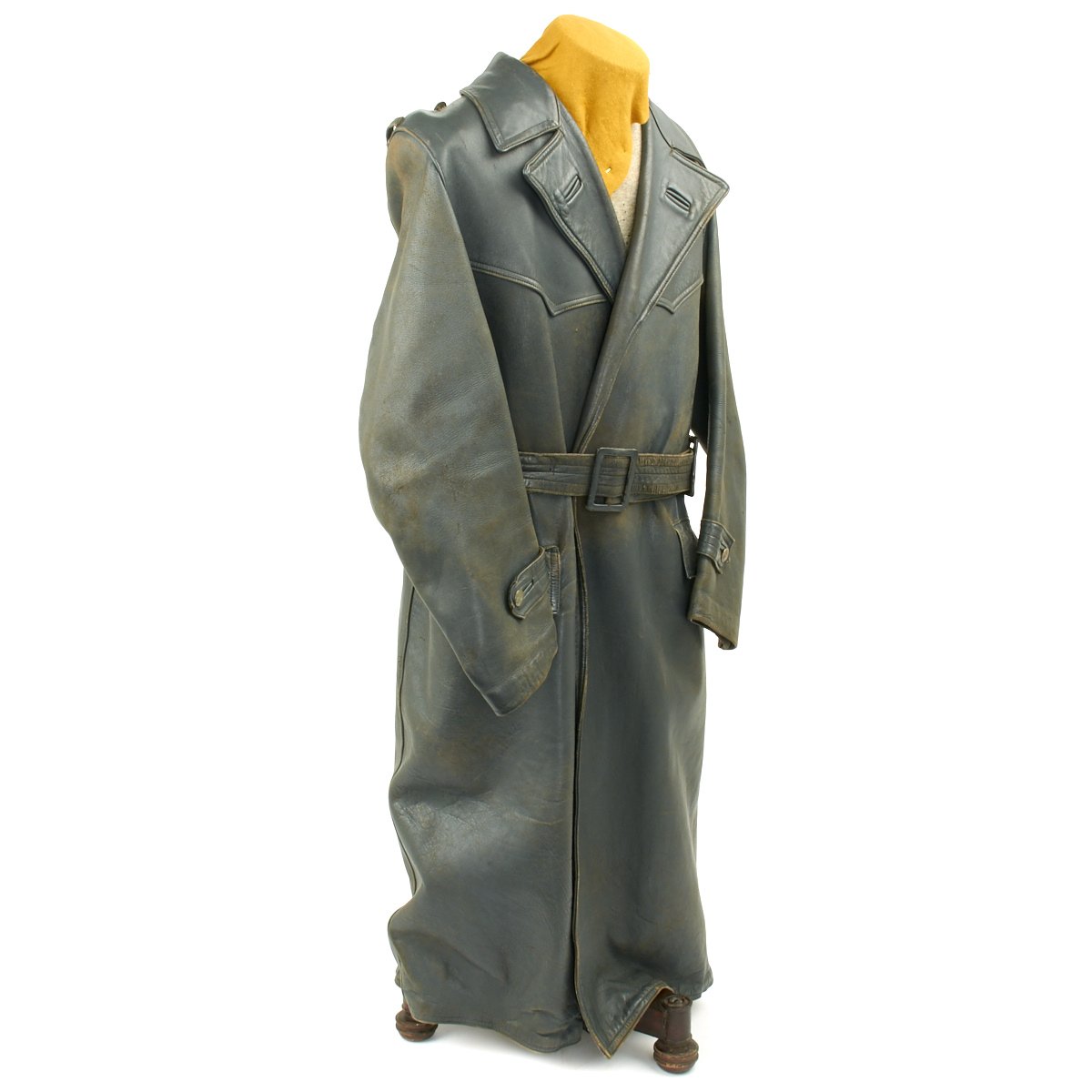 Original German WWII Luftwaffe Officer Grey Leather Greatcoat - Size 4 ...