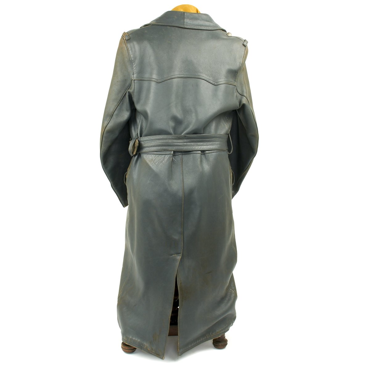 Original German WWII Luftwaffe Officer Grey Leather Greatcoat - Size 4 ...