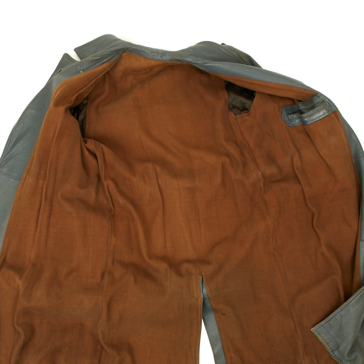 Original German WWII Luftwaffe Officer Grey Leather Greatcoat - Size 4 ...