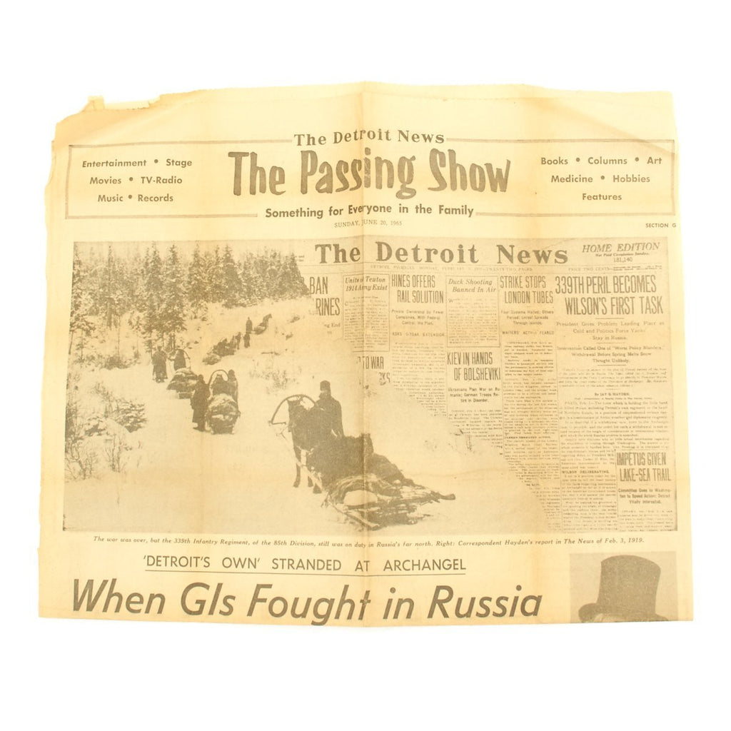 Original U.S. WWI Polar Bear 339th Infantry Regiment “Detroit's Own ...