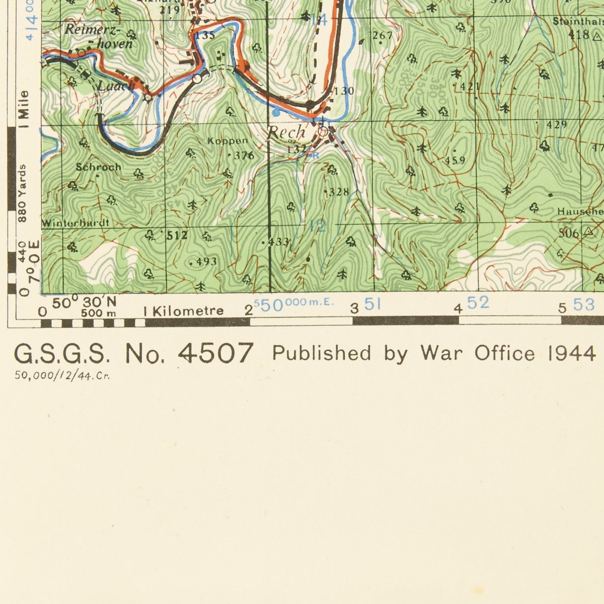 Original British WWII 1944 Color Maps of Germany (Bonn, Wittich, Adena ...
