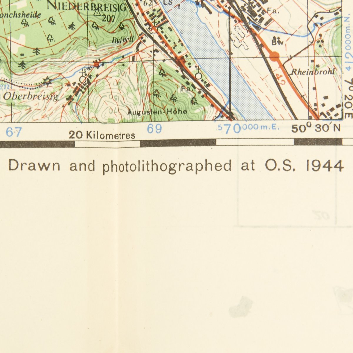 Original British WWII 1944 Color Maps of Germany (Bonn, Wittich, Adena ...