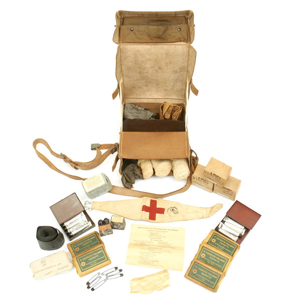 Original German WWII Field Medic First Aid Set in Leather Medic Bag ...