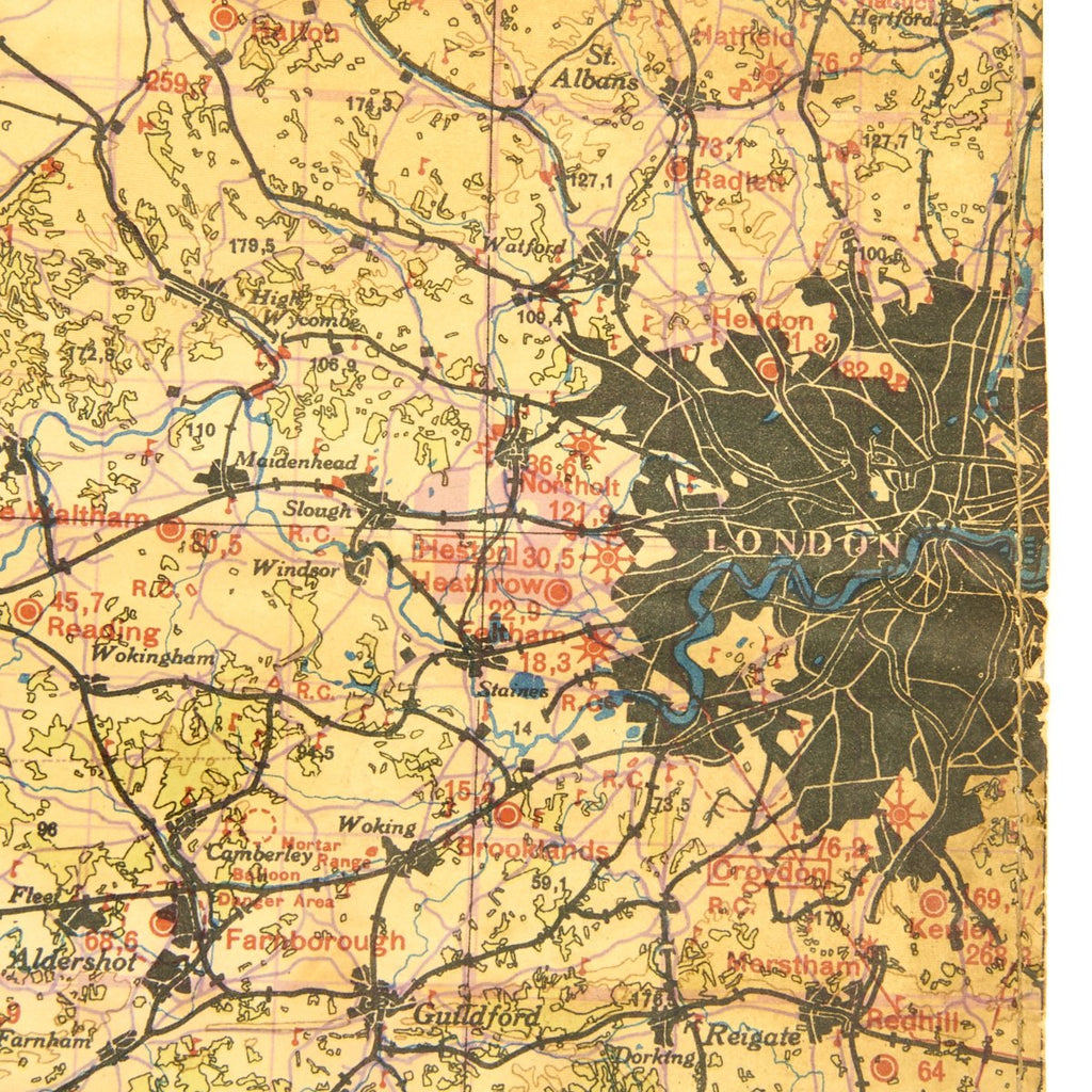 Original German WWII Luftwaffe Navigator Map of England – International ...