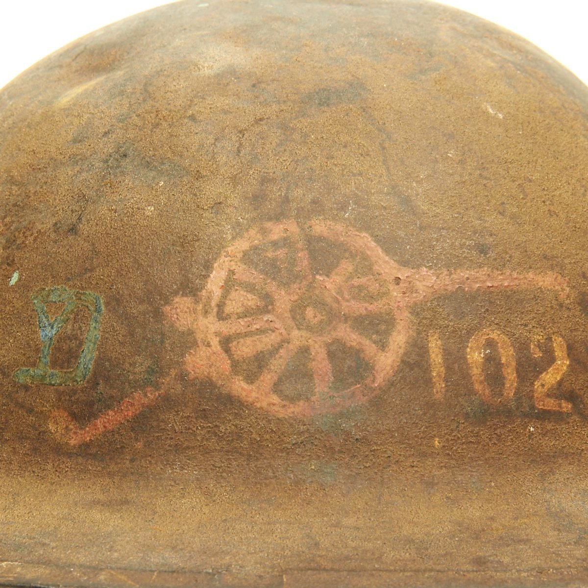 Original U.S. WWI M1917 102nd Field Artilley Regiment Doughboy Helmet ...