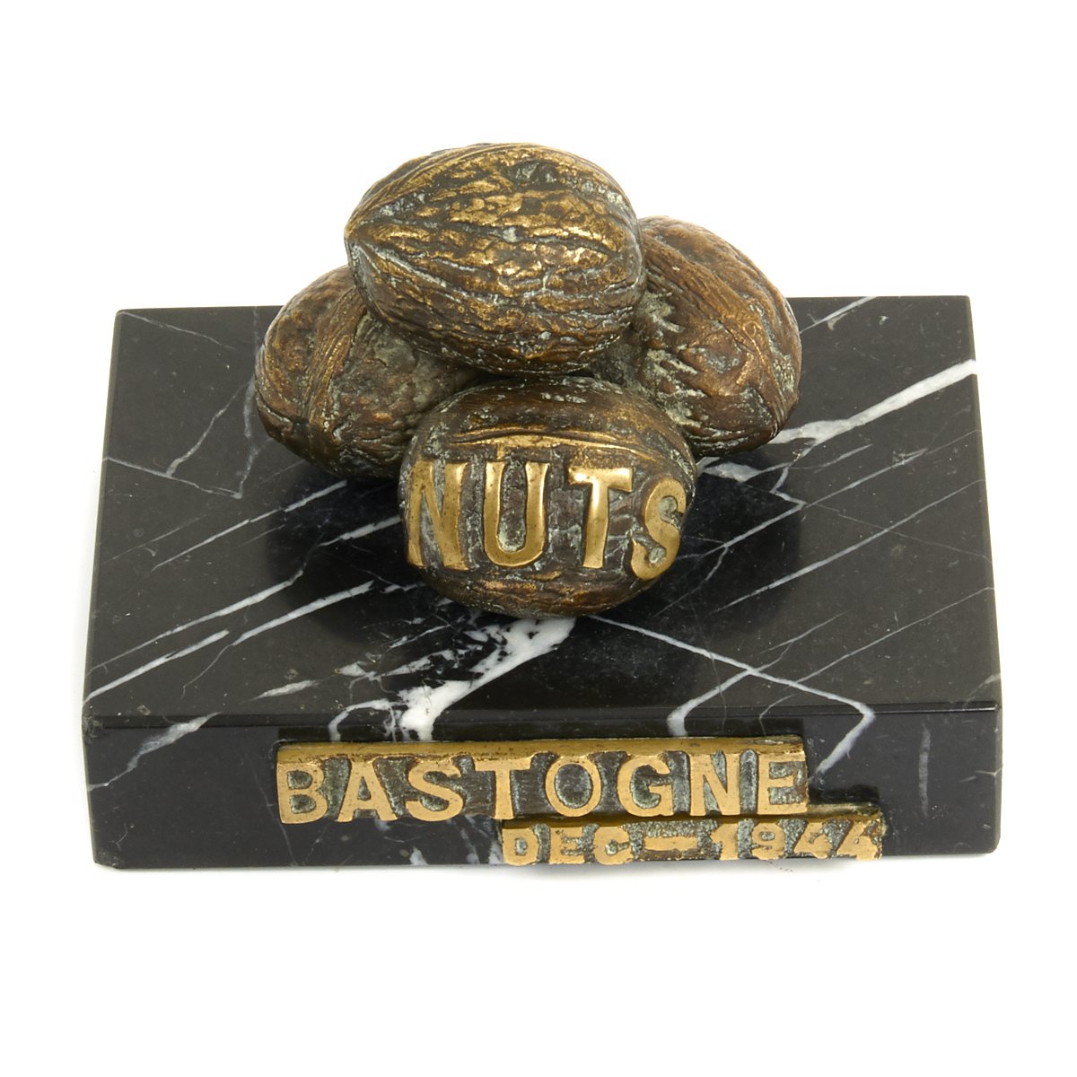 Original U.S. WWII Bastogne December 1944 NUTS Bronze with Black White ...