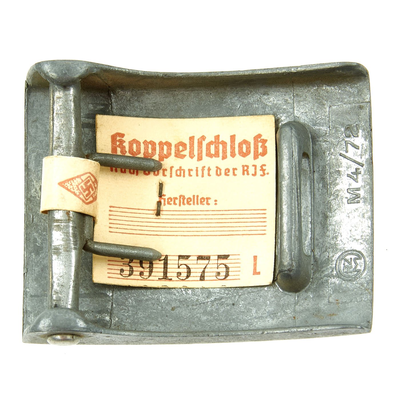 Original German WWII Unissued HJ Belt Buckle with RZM Paper Tag - mark ...