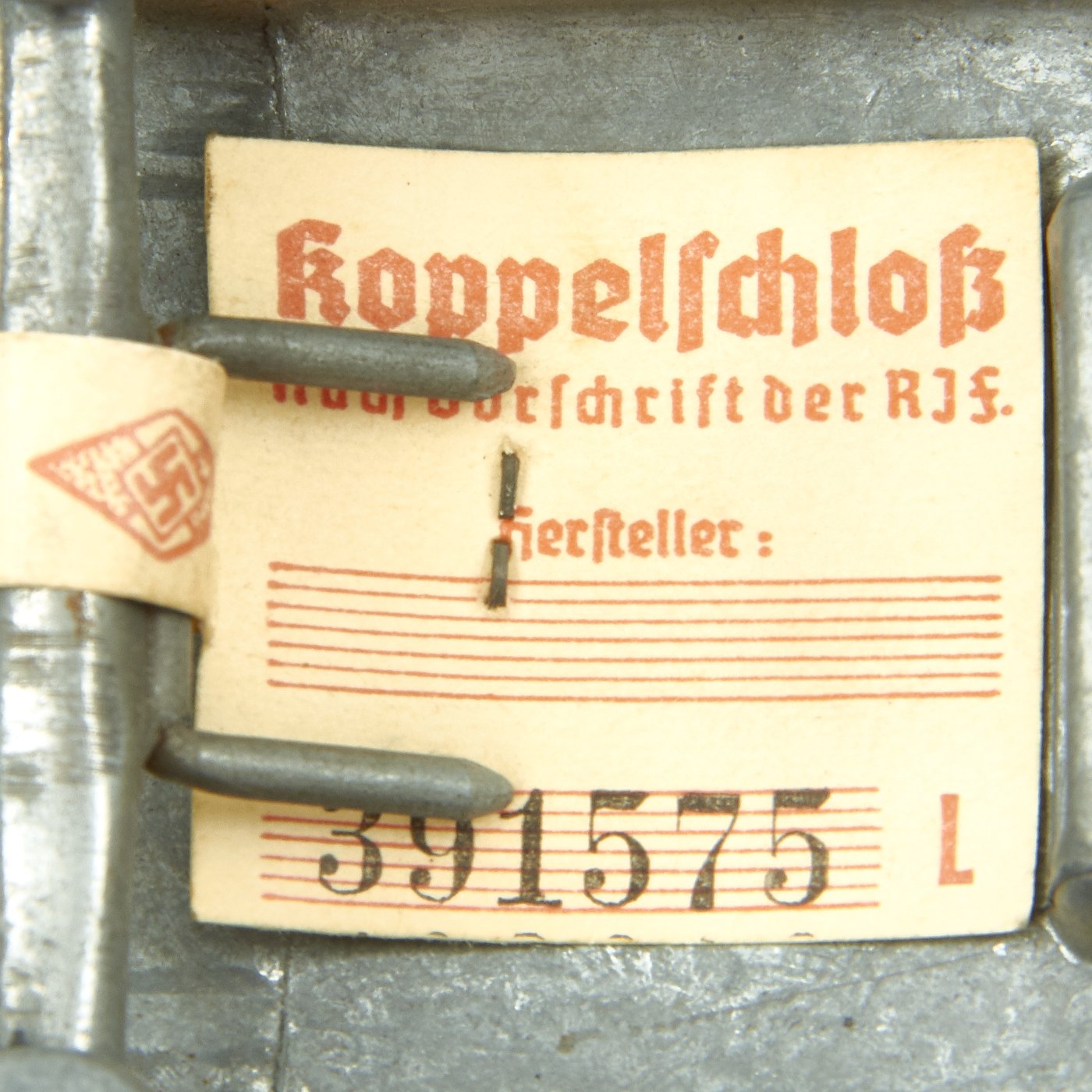 Original German WWII Unissued HJ Belt Buckle with RZM Paper Tag - mark ...