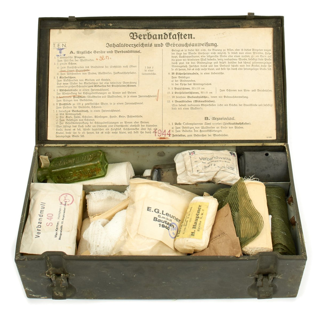 Original German WWII Verbandkasten Medic First Aid Set in Steel Chest ...