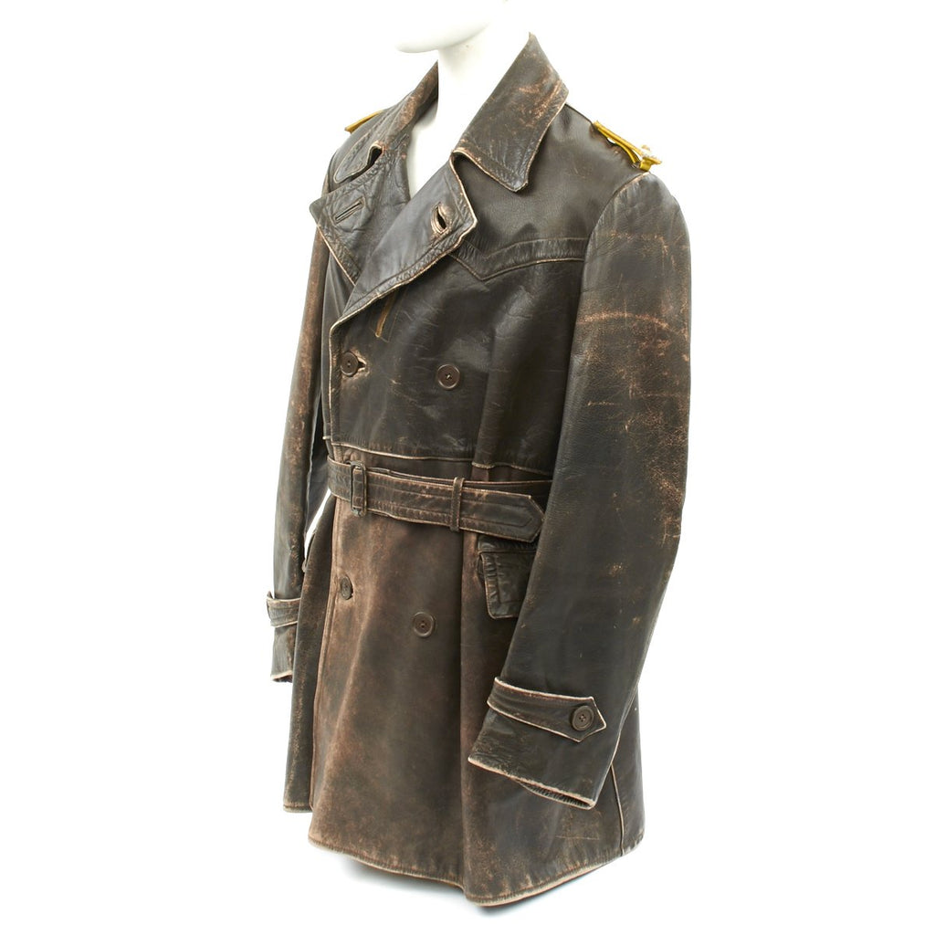 Original German WWII Luftwaffe Officer Oberleutnant Leather Overcoat ...