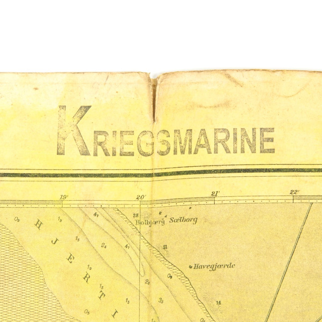 Original German WWII Kriegsmarine U-Boat Map of North Sea, Denmark ...