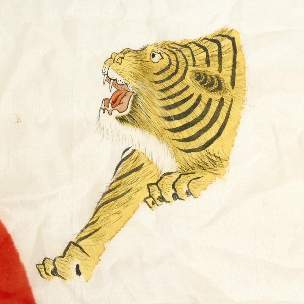Original Japanese WWII Hand Painted Silk Flag with Tiger and Mount Fuji ...