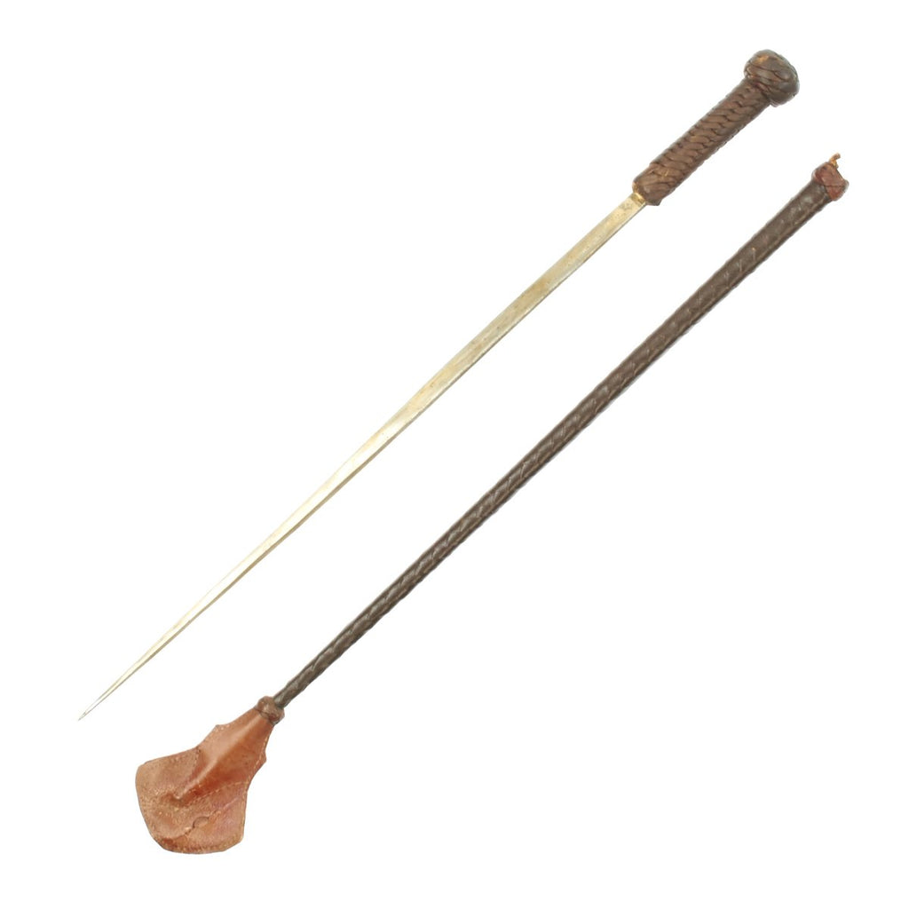 Original British Late Victorian Leather Clad Riding Crop with Hidden S ...
