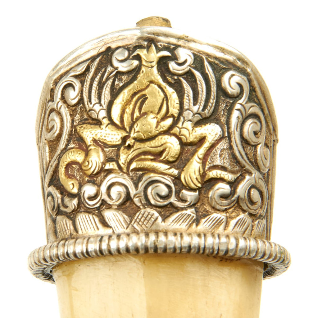 Original Victorian Era Tibetan Silver and Bone Hilted Dagger with Orna ...