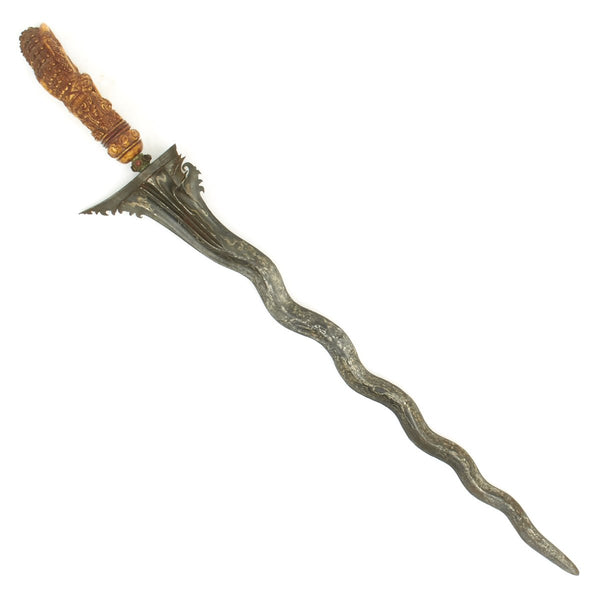 Original 17th Century Rangda Ritual Ivory Handle Kris Dagger from Isla ...