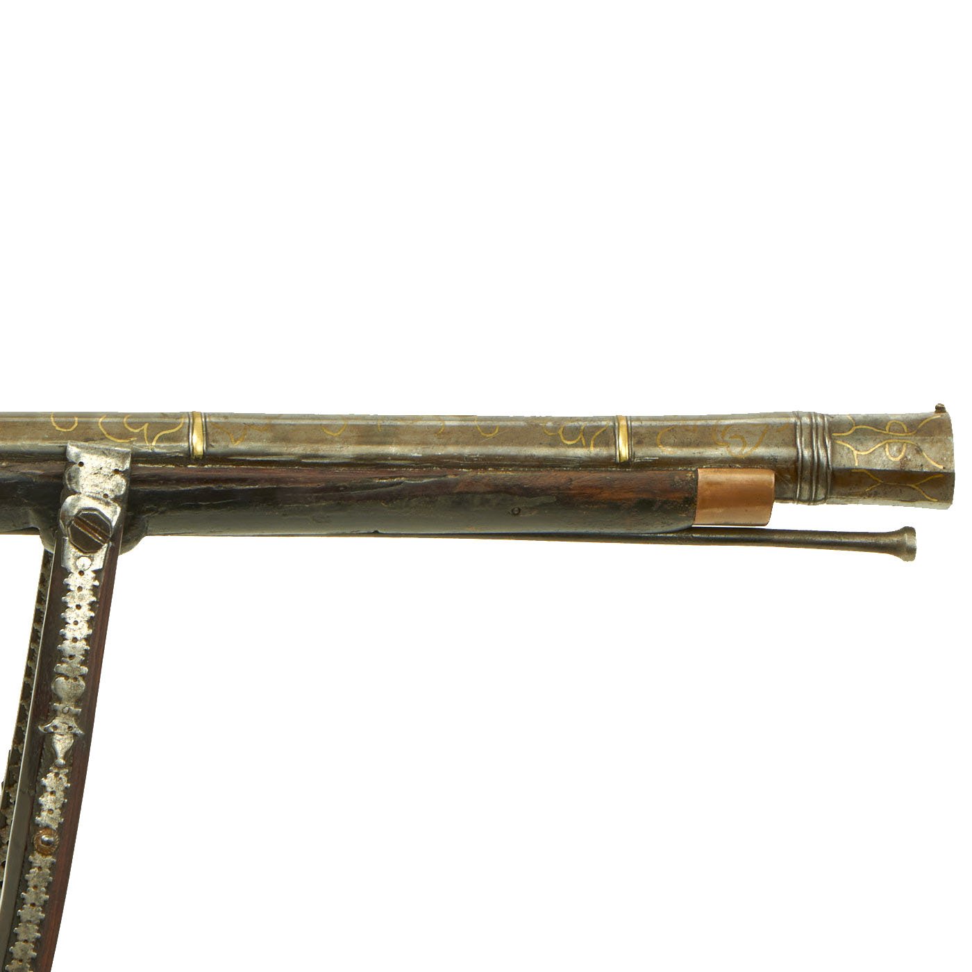 Original Magnificent North Indian Flintlock Rampart Gun with Ornate Bi ...