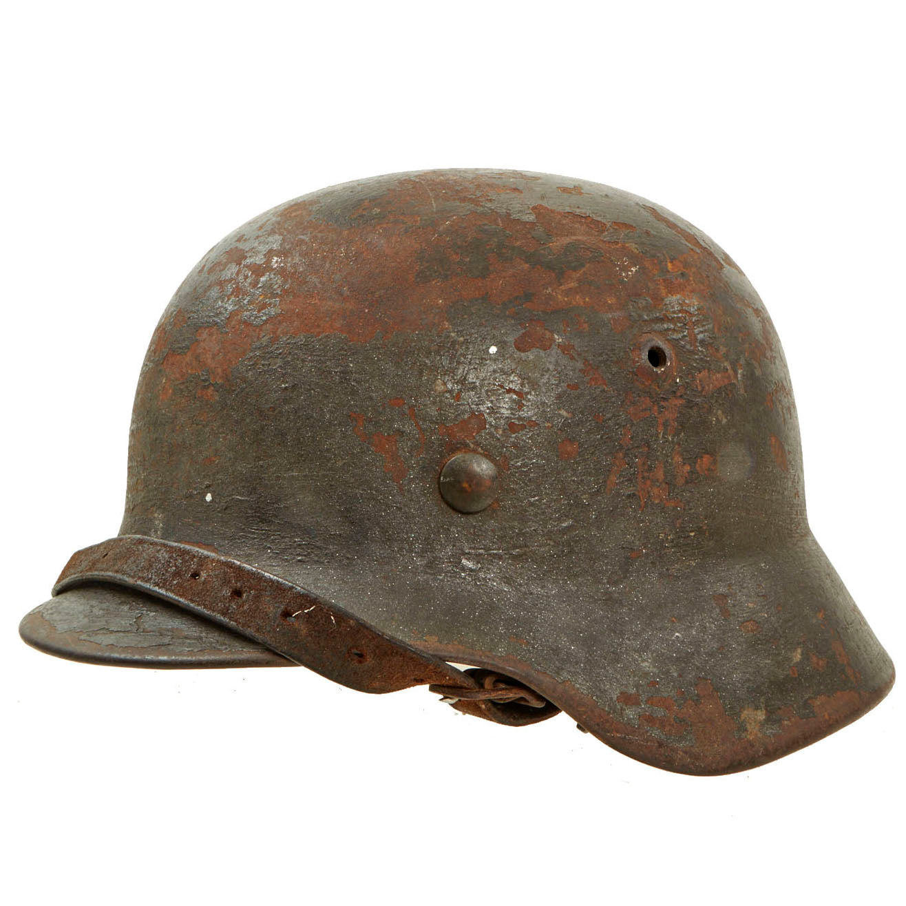 Original German WWII M40 Stahlhelm Steel Helmet with Worn Liner & Chin ...