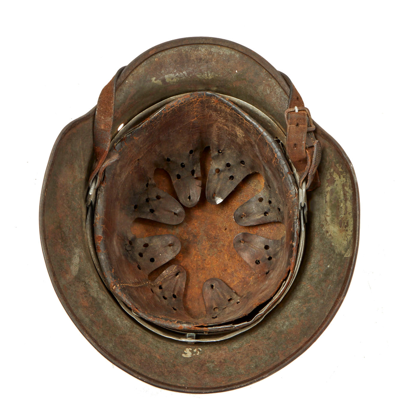 Original German WWII M40 Stahlhelm Steel Helmet with Worn Liner & Chin ...