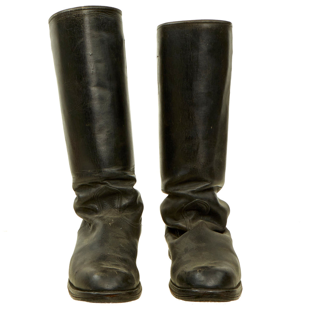 Original German WWII Officer's Tall Black Leather Jackboot Riding Boot ...