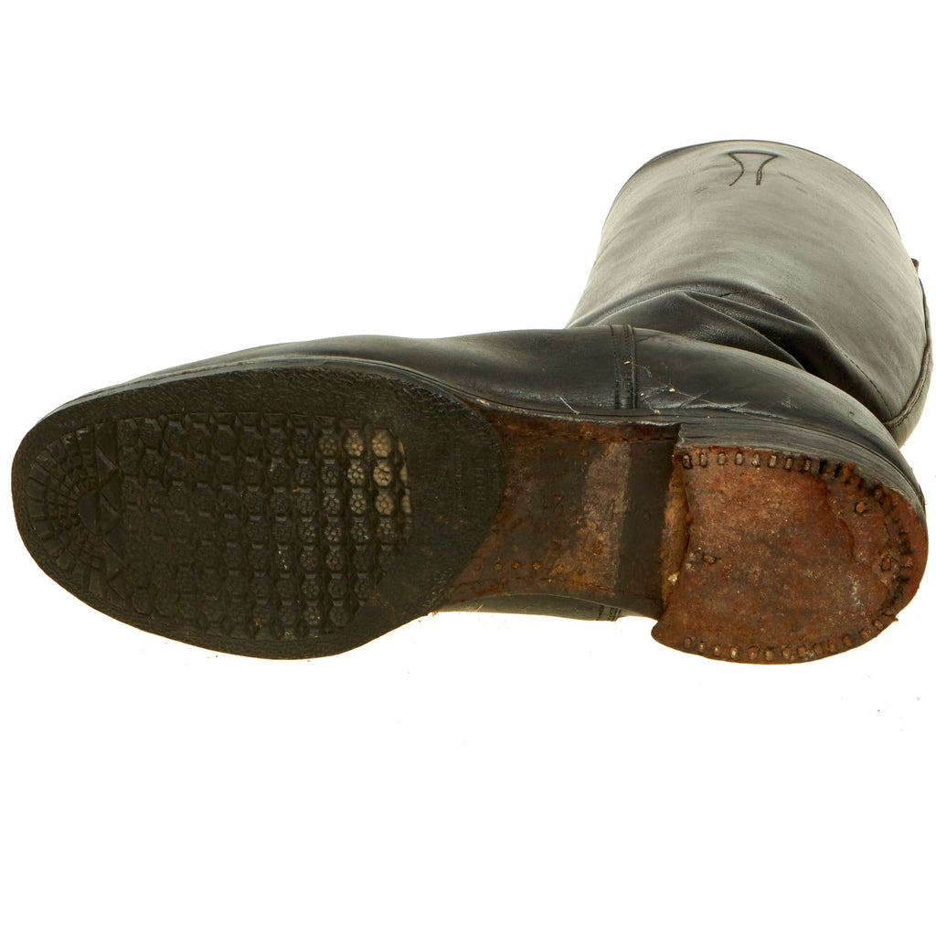 Original German WWII Officer's Tall Black Leather Jackboot Riding Boot ...