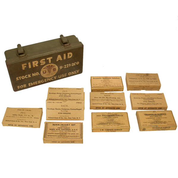 Original U.S WWII Jeep Emergency First Aid Kit 12 Unit - Complete ...