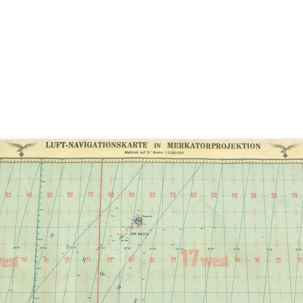 Original German WWII Luftwaffe Double Sided Navigation Map - Iceland ...
