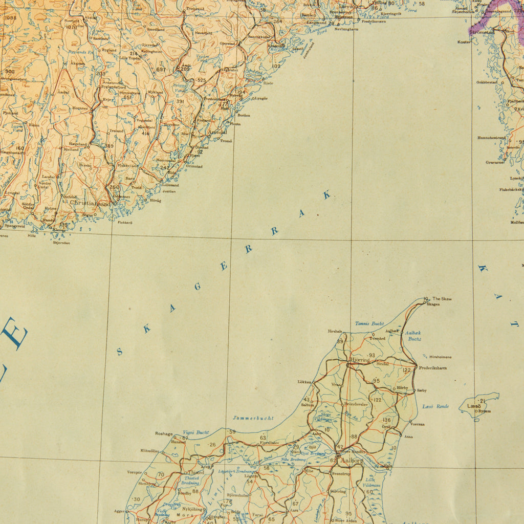 Original German WWII Luftwaffe Navigator Soft Laminate “Half” Map of N ...
