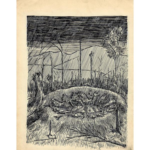 Original U.S. WWII USMC Hand Drawn Art Signed Ward 1944 - Marines Rest ...