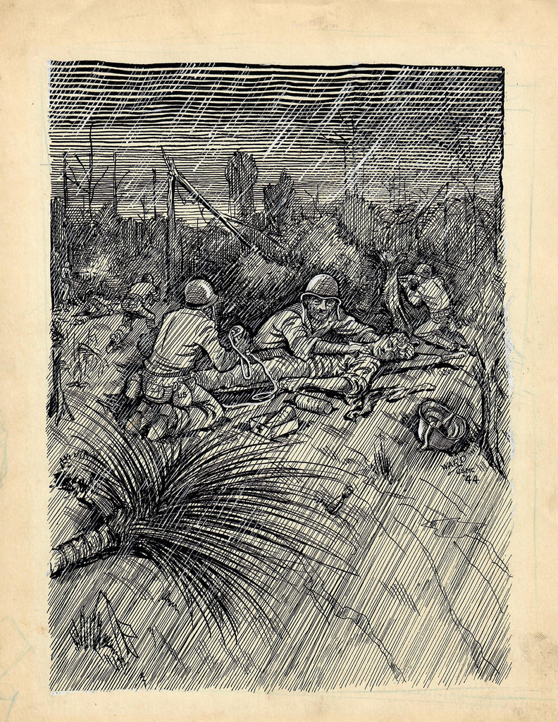 Original U.S. WWII USMC Hand Drawn Art Signed Ward 1944 - Corpsman Ren ...